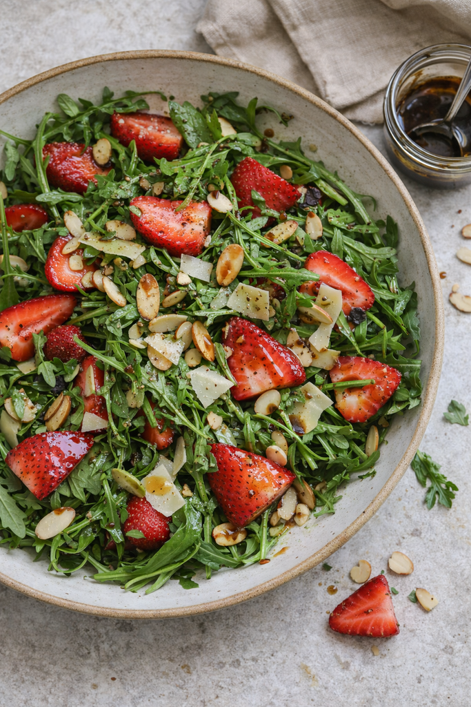 Balsamic Garlic Strawberry Arugula Salad with Toasted Almonds – Rocky ...