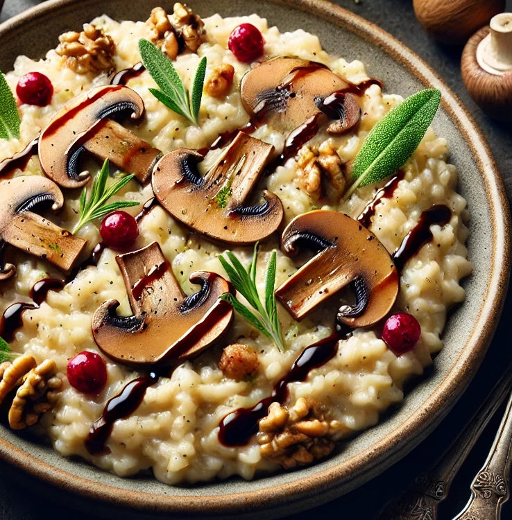 Cranberry Pear Glazed Mushroom Risotto with Walnut-Sage Butter – Rocky ...