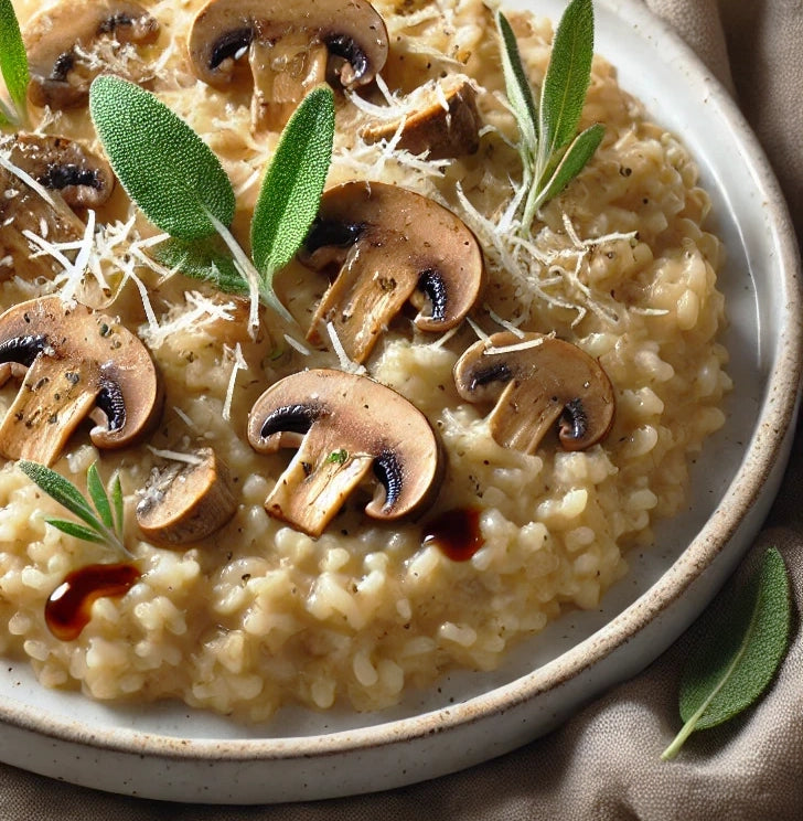 Wild Mushroom & Sage Risotto with Cranberry Pear Reduction – Rocky ...
